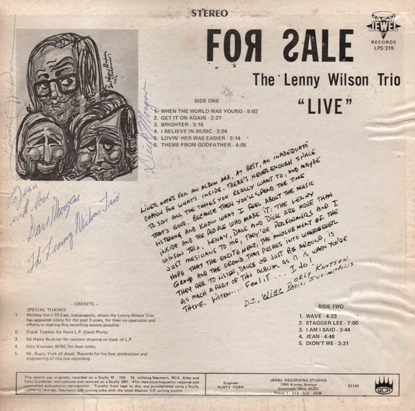 Appearing In The Motel Lounge: For Sale - The Lenny Wilson Trio "Live"