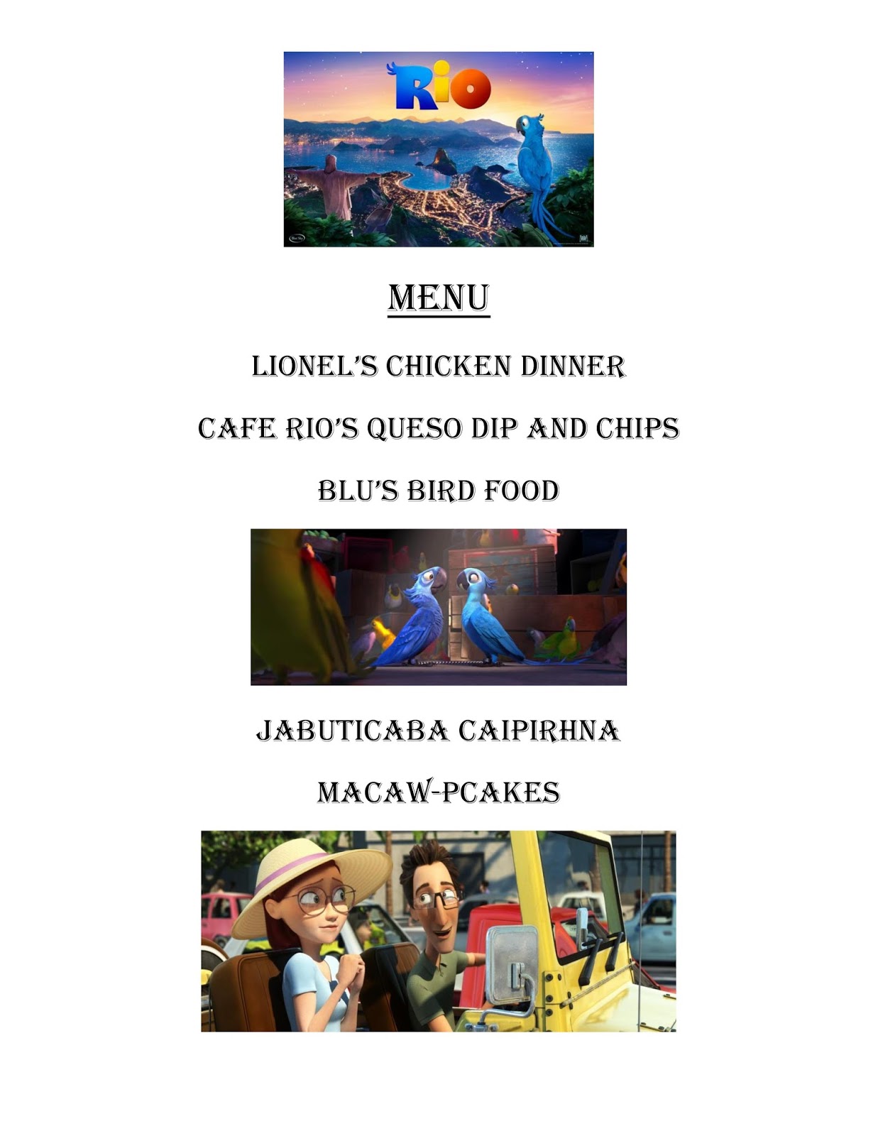 Reel Fancy Dinners: Rio Dinner