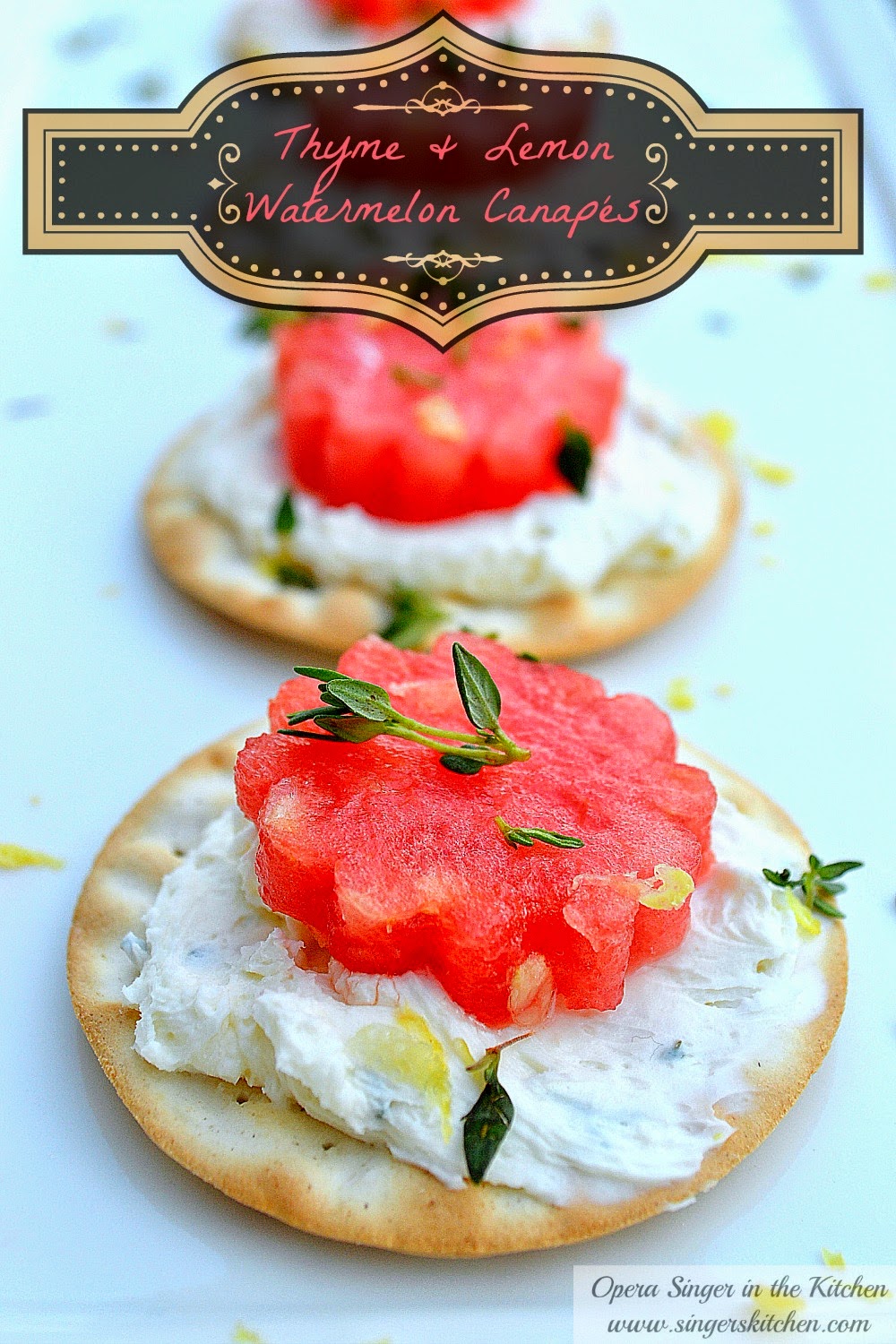 Thyme and Lemon Watermelon Canapés - Opera Singer in the Kitchen
