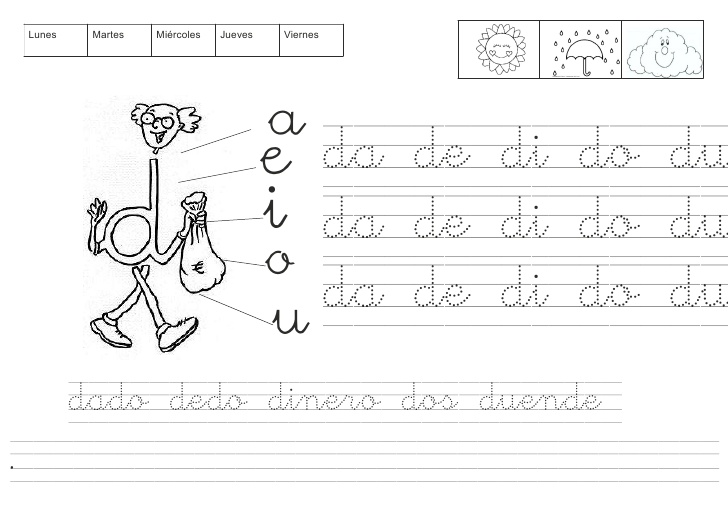 El TIC tac de infantil: Fichas de escritura. Letra D