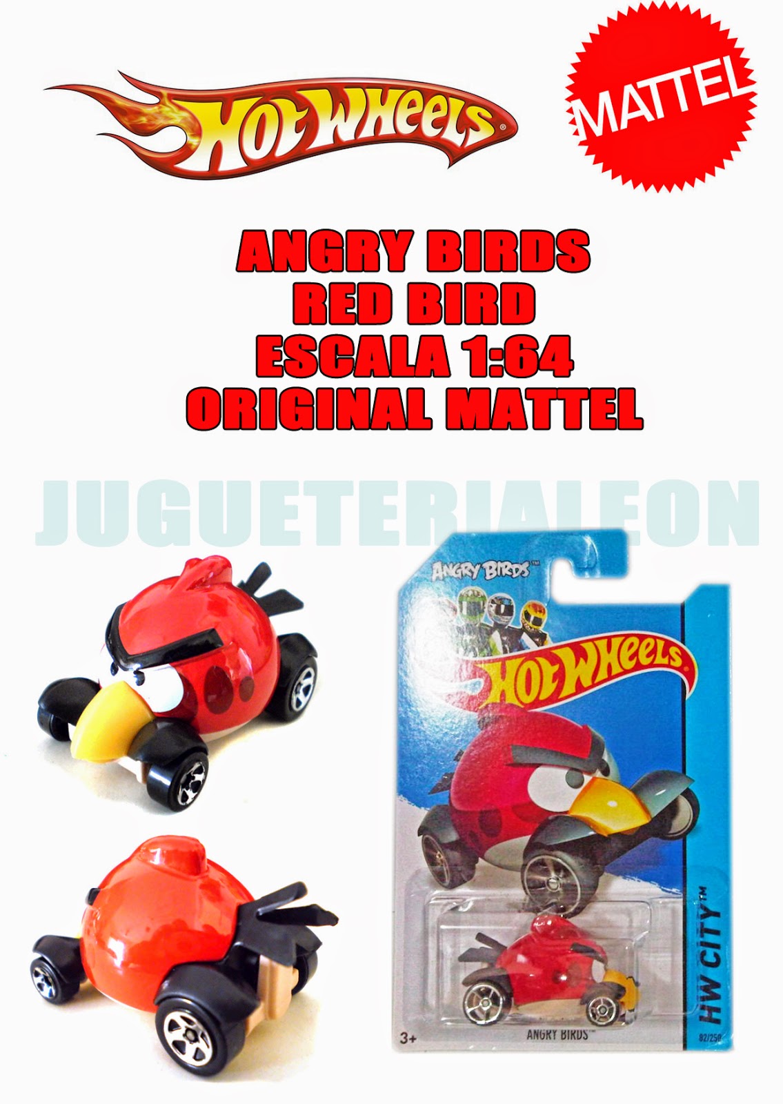 Juguetería León: HOT WHEELS ANGRY BIRDS RED BIRD MATTEL JUGUETERIALEON