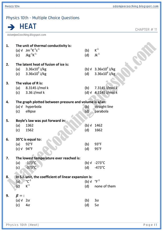 Adamjee Coaching Heat MCQs Physics 10th adamjee-coaching-heat-mcqs-physics-10th