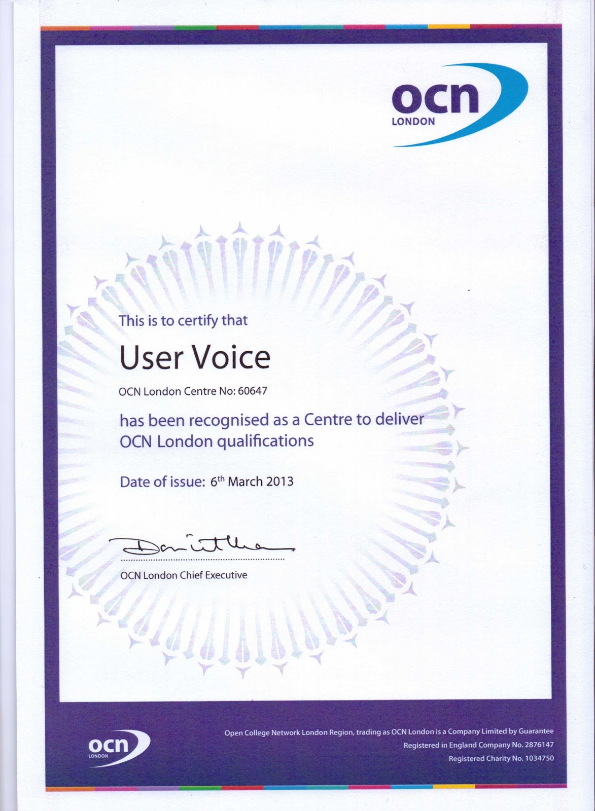 User Voice Blog: NEW RECOGNITION from Open College Network London