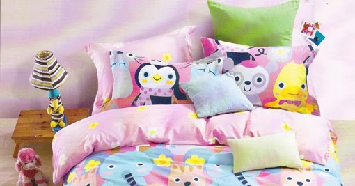 Sprei Anak Motif Bebek Pink - Sprei on line - Bed Cover - Sprei Katun ...