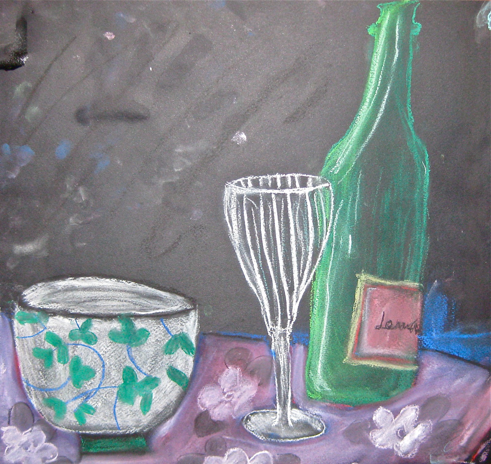 Susan's Art Club: Still Life on Black paper using Pastels