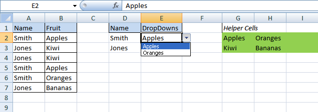 Listing Unique in Drop Downs values using Named Ranges