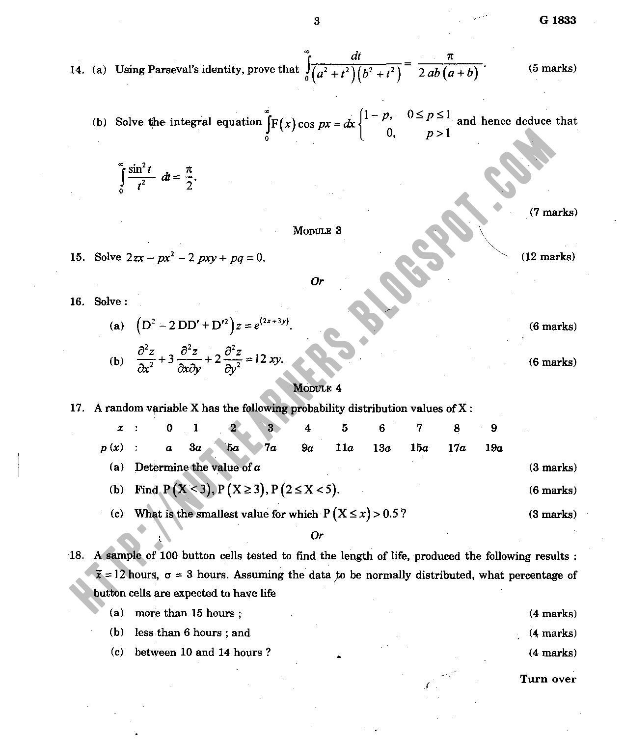 Engineering Mathematics III - MG University Question Paper | Nut Learners