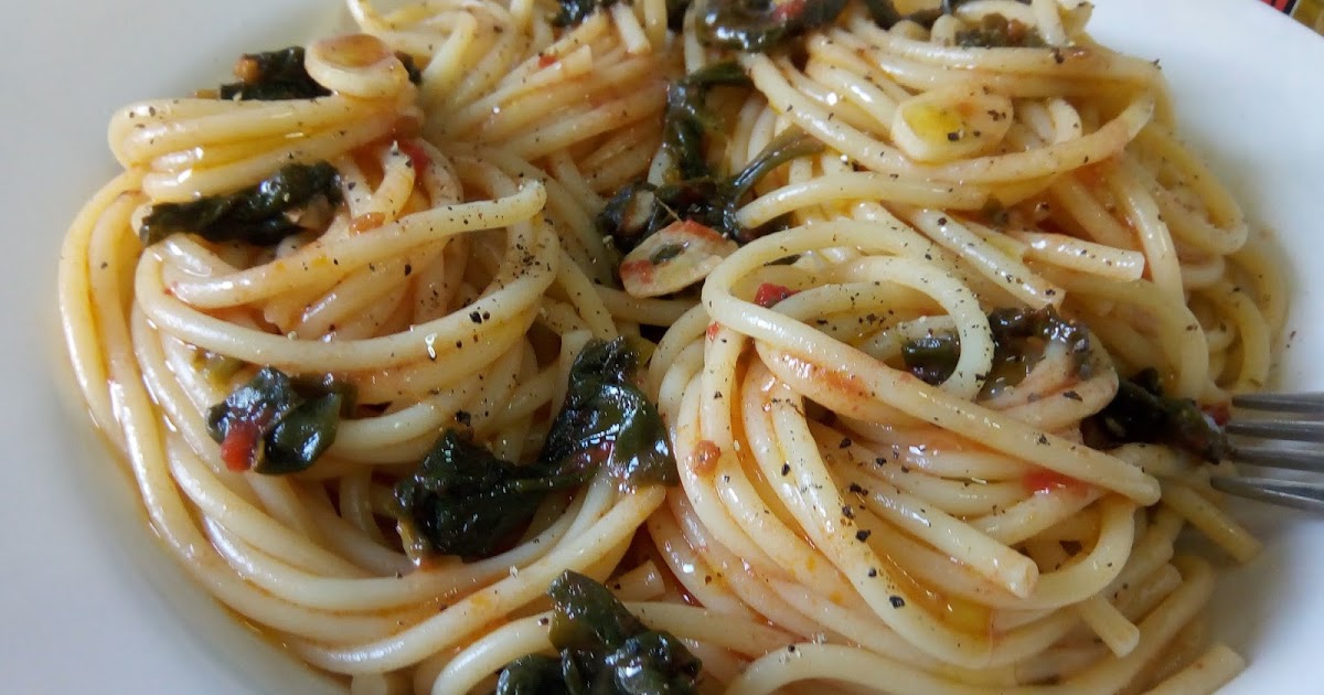 Hellena ...din bucataria mea...: Spaghete cu spanac si usturoi - de post