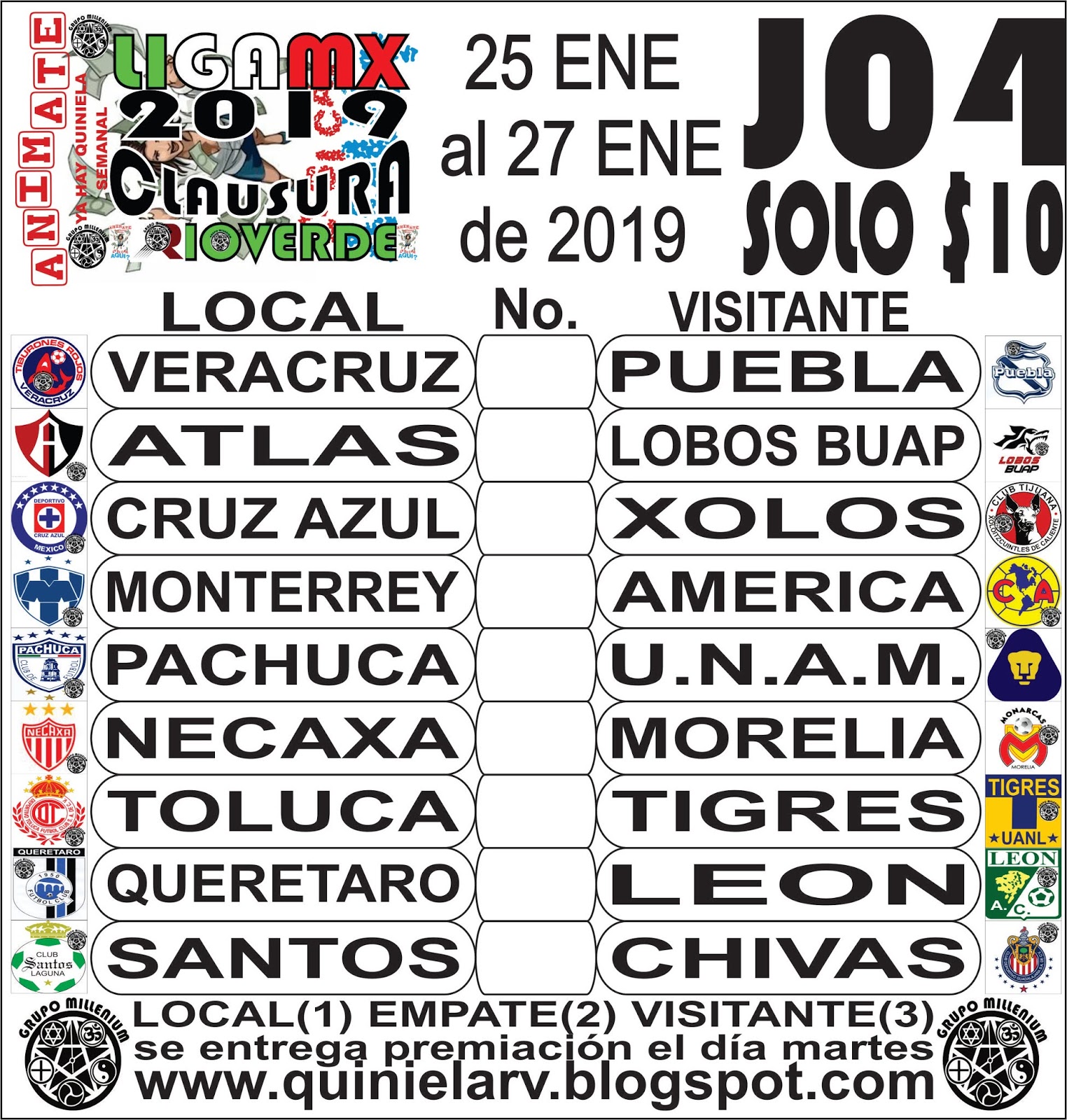 Quiniela Rioverde: TORNEO CLAUSURA 2019 LIGA MX BANCOMER