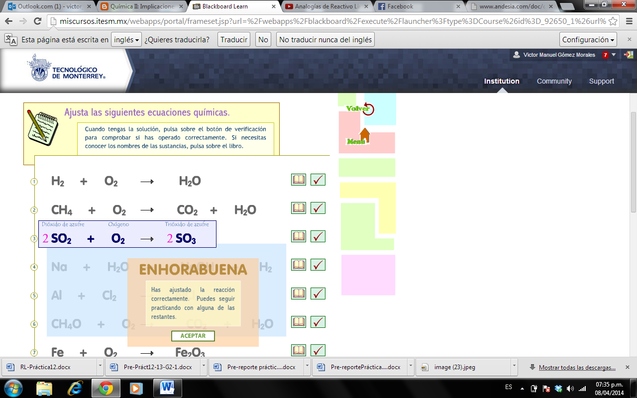 Laboratorio de química: Ejercicios práctica 12
