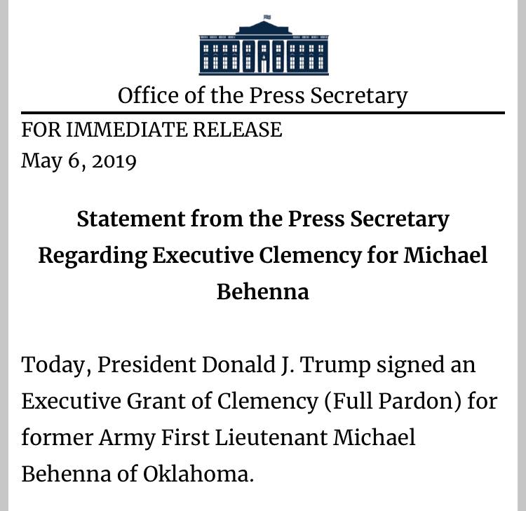 AG Hunter applauds Trump's pardon of Michael Behenna ~ MuskogeePolitico.com