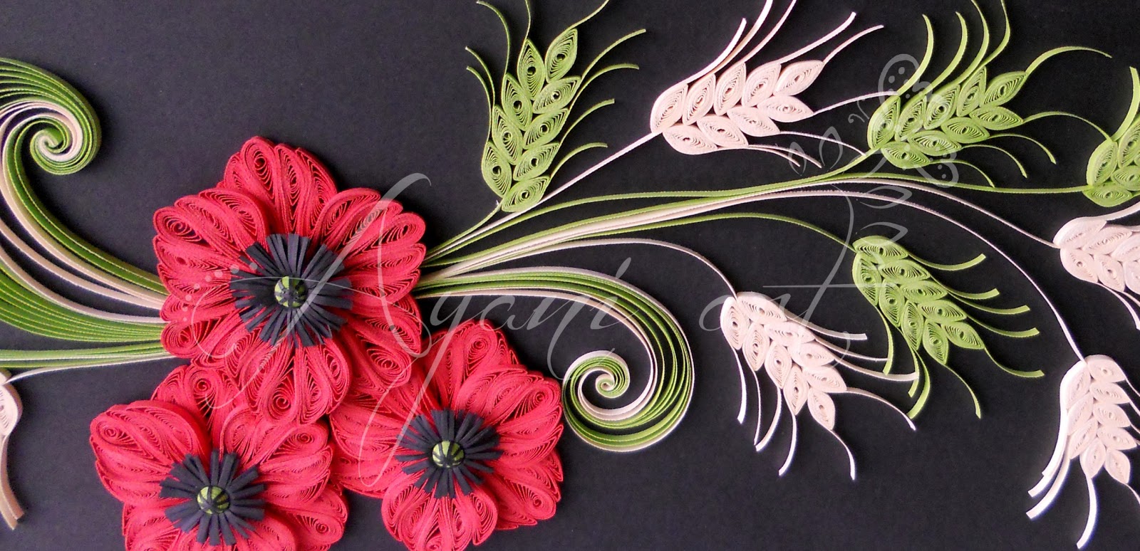 Ayani art: Quilled Poppies and wheat 20/60 cm