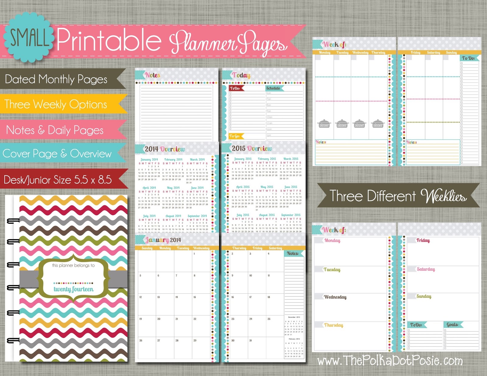 The Polka Dot Posie: How to Print & Assemble our Small Planner Pages