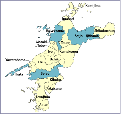Ehime Map of Japan Region | Regional City Maps of Japan
