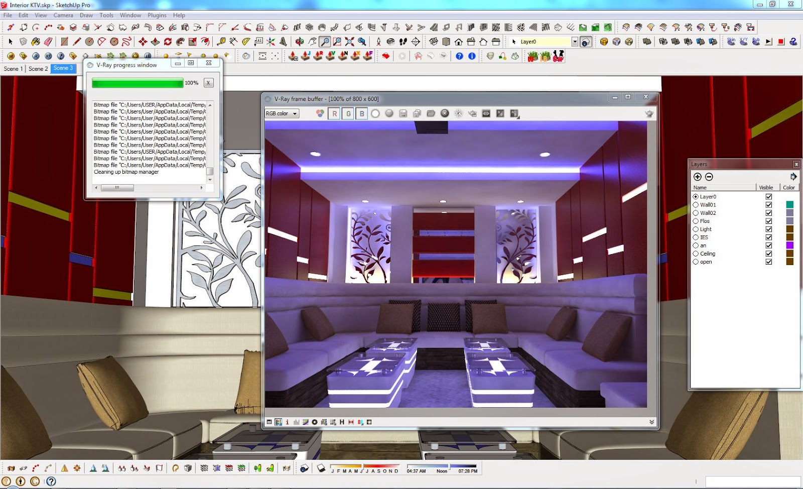 KTV design Sketchup and Vray - Lim Rady