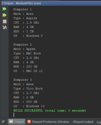 LAPORAN PBO MODUL 4 - Constructor - CAHYASMARA