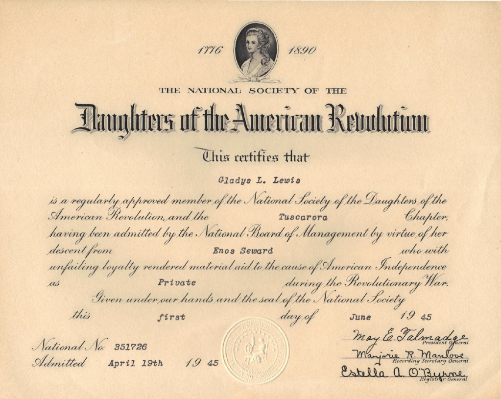 Leaves for Trees: DAR certificate - Wordless Wednesday