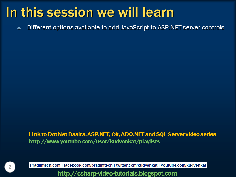 Sql Server Net And C Video Tutorial Adding Javascript To Aspnet Controls