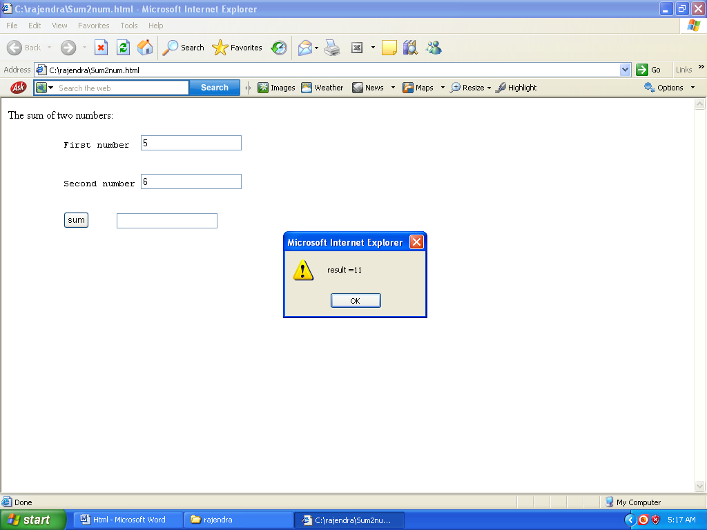 Write a JavaScript program to display adding two numbers? | Computers ... Write a JavaScript program to display adding two numbers? | Computers ...