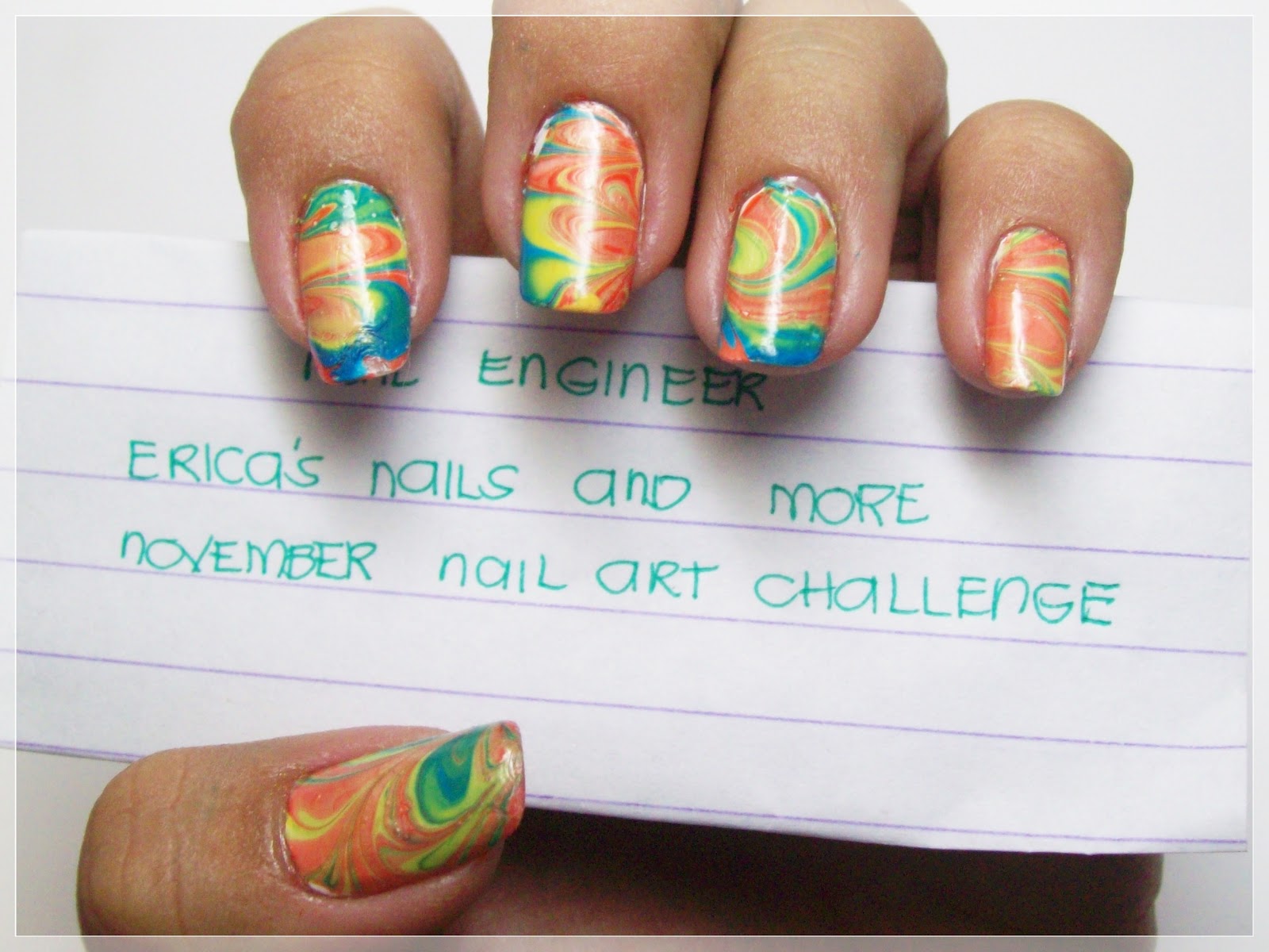 Nail Engineer: Erica's Nail Art Challenge (Day 9) - Water Marble