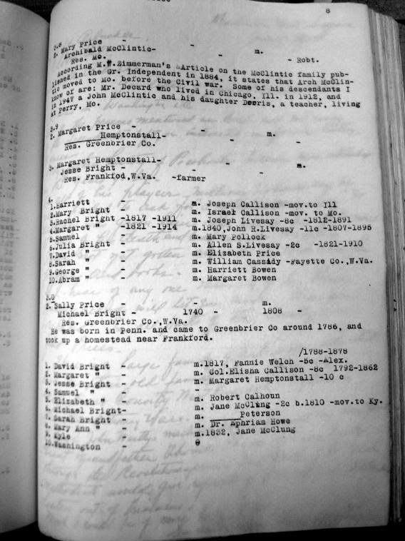 Pocahontas Commentator Plus: Price Family Tree