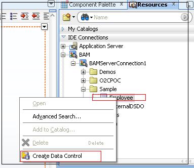 Building a Simple Oracle ADF page using Oracle BAM Data Control