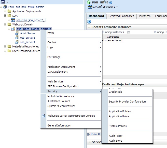 Oracle-FMW: Testing a secured proxy service from OSB test console