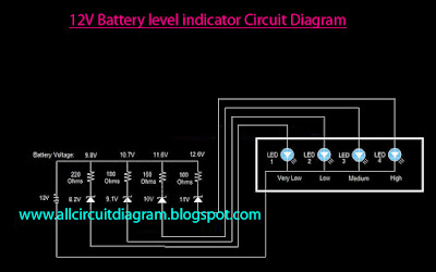 12V Battery level indicator Circuit Diagram - Gallery Of Electronic ...