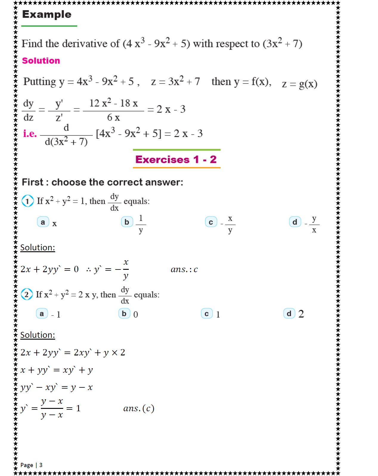 general maths: Implicit and Parametric Differentiation