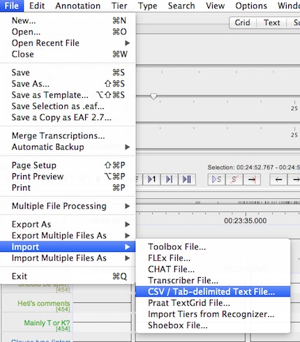 My ELAN workflow for segmenting and transcription