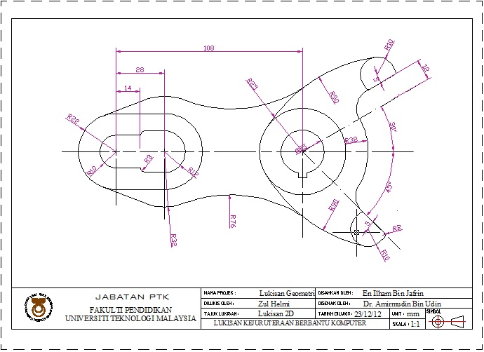 LUKISAN KEJURUTERAAN BERBANTU KOMPUTER: Projek 2D-Zul Helmi & Eddy Azhar