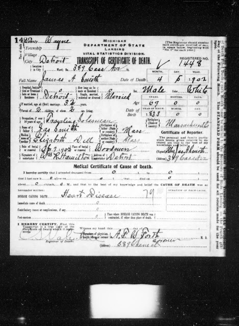 Genea-Musings: Treasure Chest Tuesday - James A. Smith 1902 Michigan ...