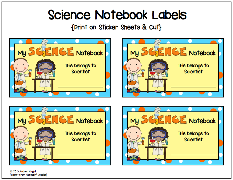 Classroom Freebies Too: Math & Science Journal Labels