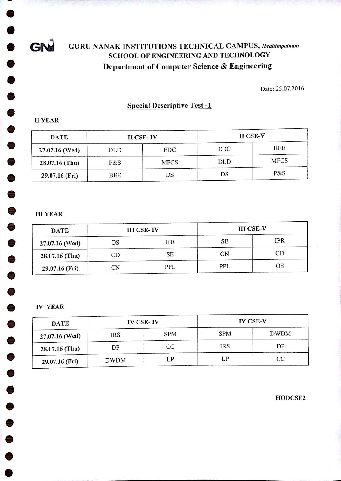 Guru Nanak Institutions Technical Campus- CSE Department
