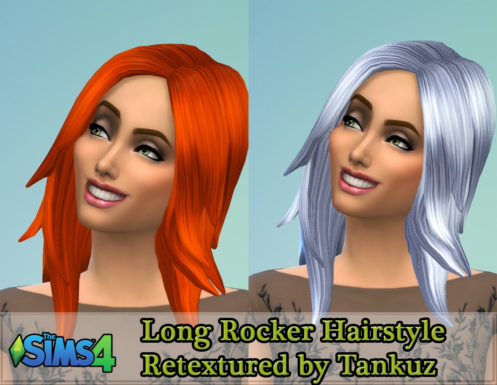 Tankuz Sims 3 Blog: The Sims 4. Long Rocker Hairstyle Retextured by Tankuz