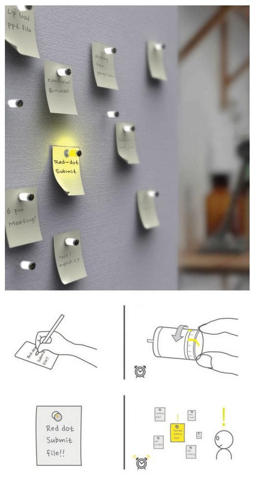 Technology and Inventions: Light-Up Memo Note Timer Pins