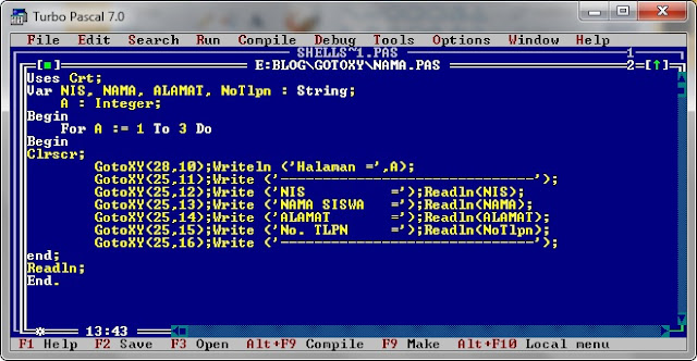 PENGGUNAAN FUNGSI GOTOXY PADA PASCAL - PeiStar