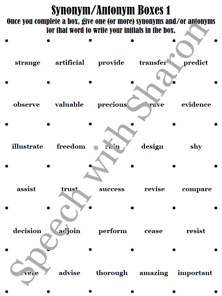 Speech with Sharon: Language Boxes for Older Students
