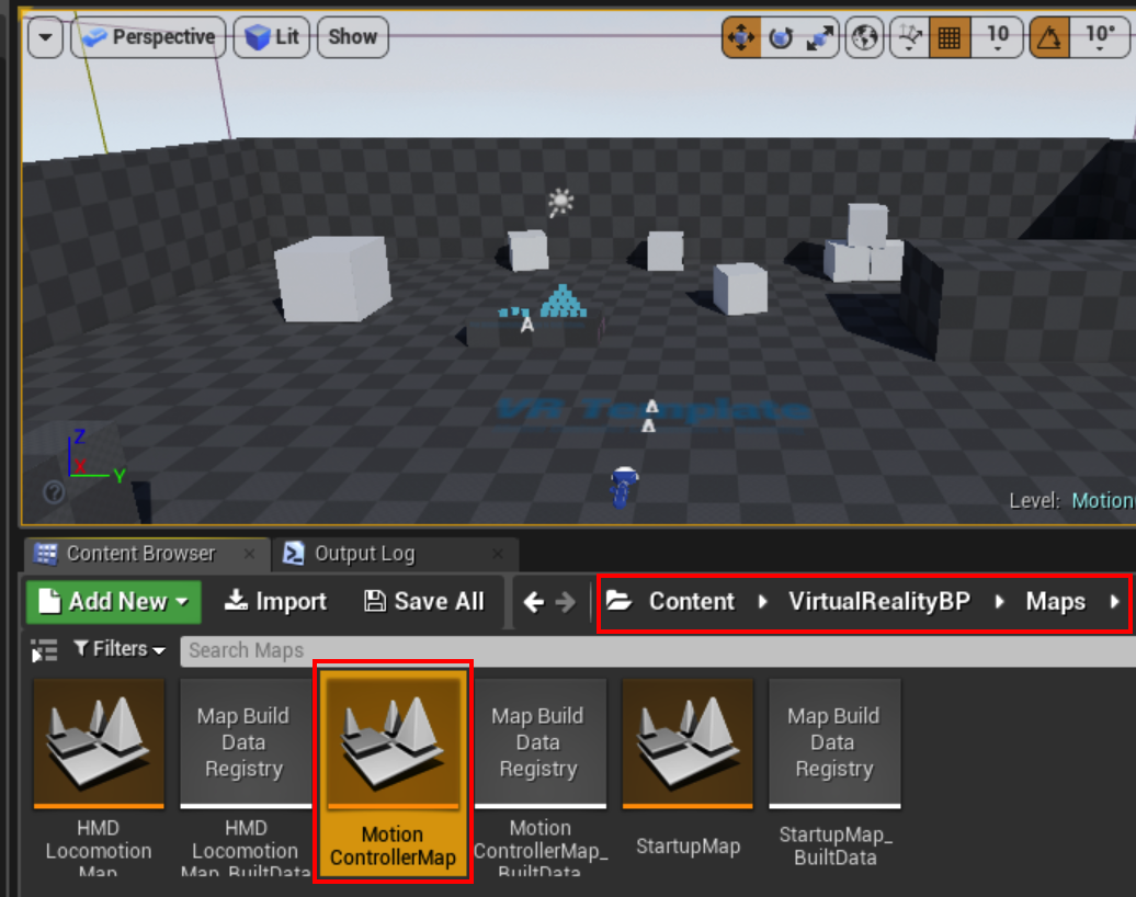 I touchs: Unreal: VR Template