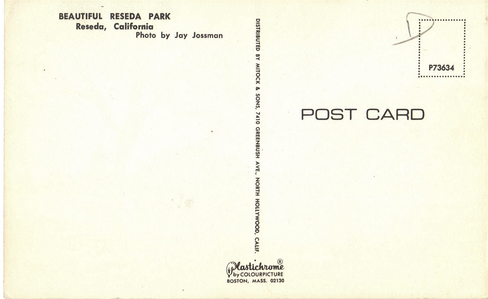Reseda Park with Lake Postcard | San Fernando Valley Blog