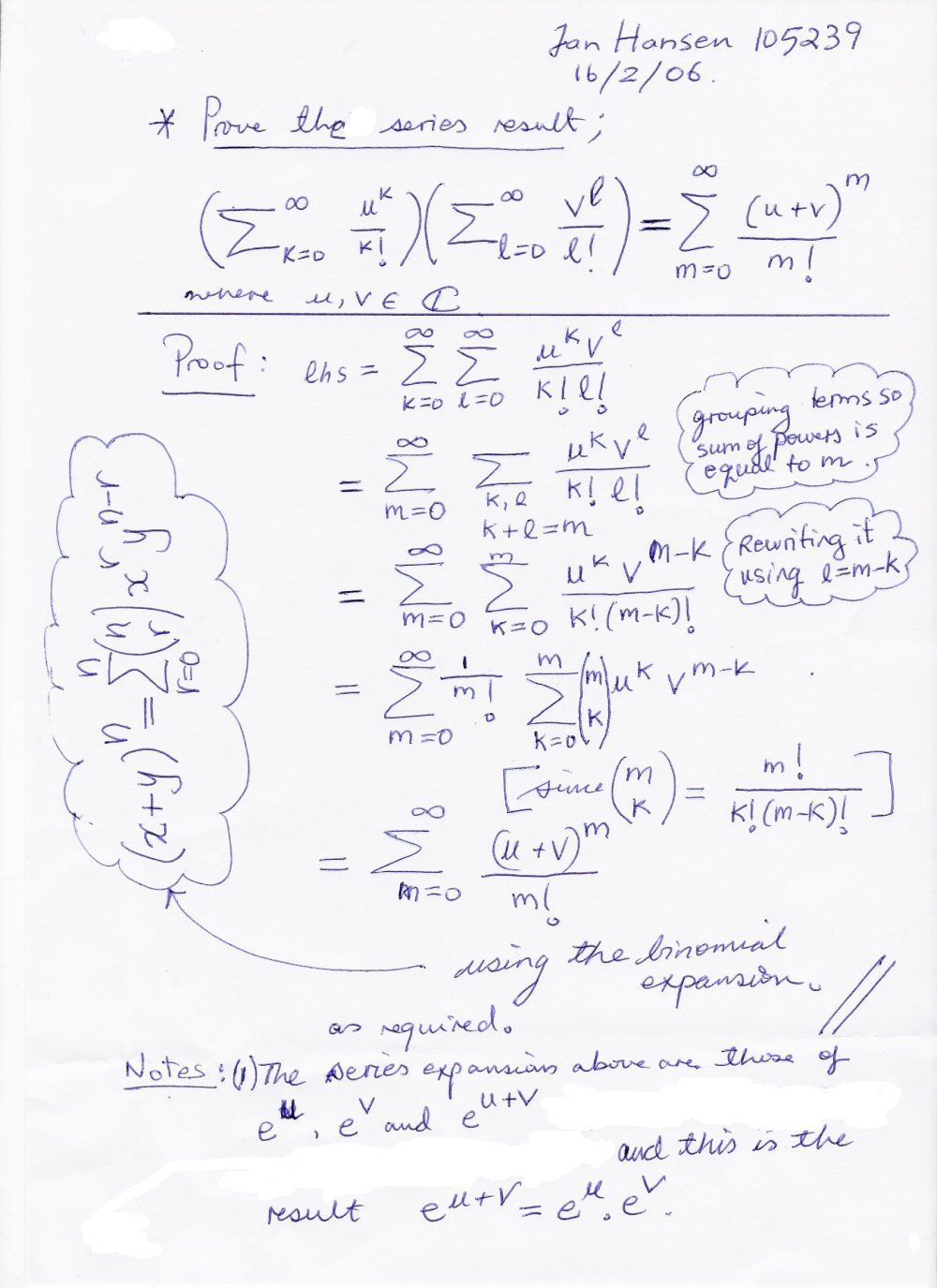 Secondary Math Blogaroony: Prove the series result - exponential series ...