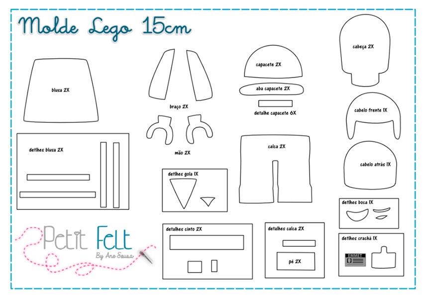 Eu Amo Artesanato: Boneco Lego de feltro com molde