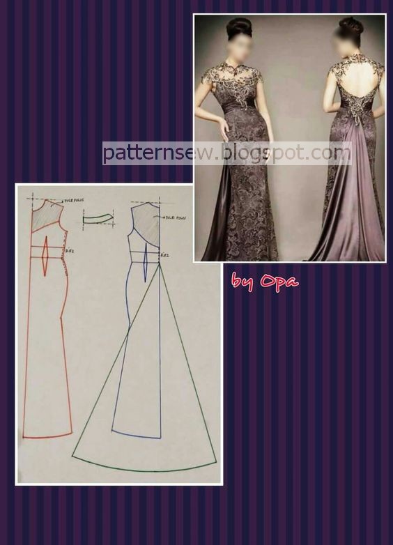 باترون مفصل لفستان سهرة