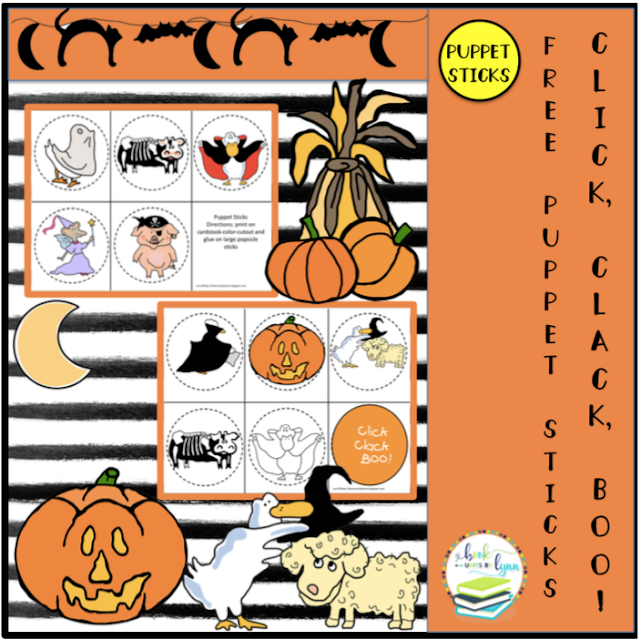 CLICK, CLACK, BOO! FREE HALLOWEEN PUPPET STICKS ~ Book Units by Lynn