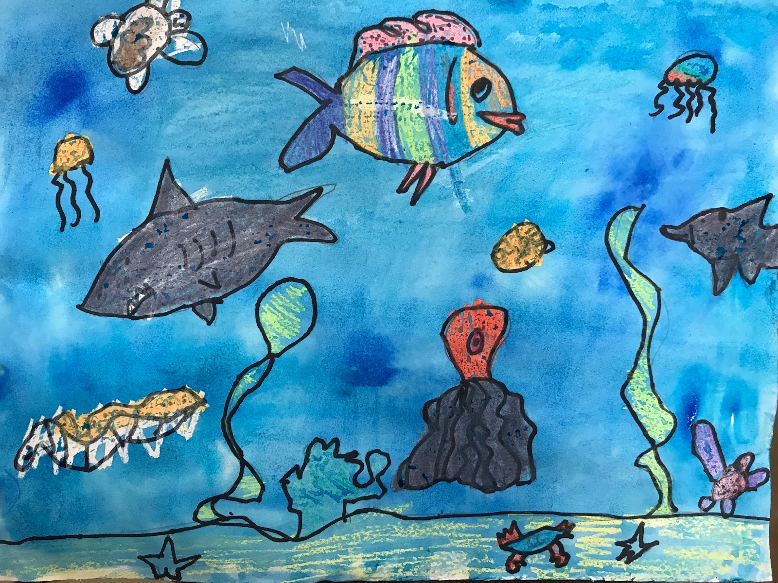 Elements of the Art Room: 1st grade ocean scenes