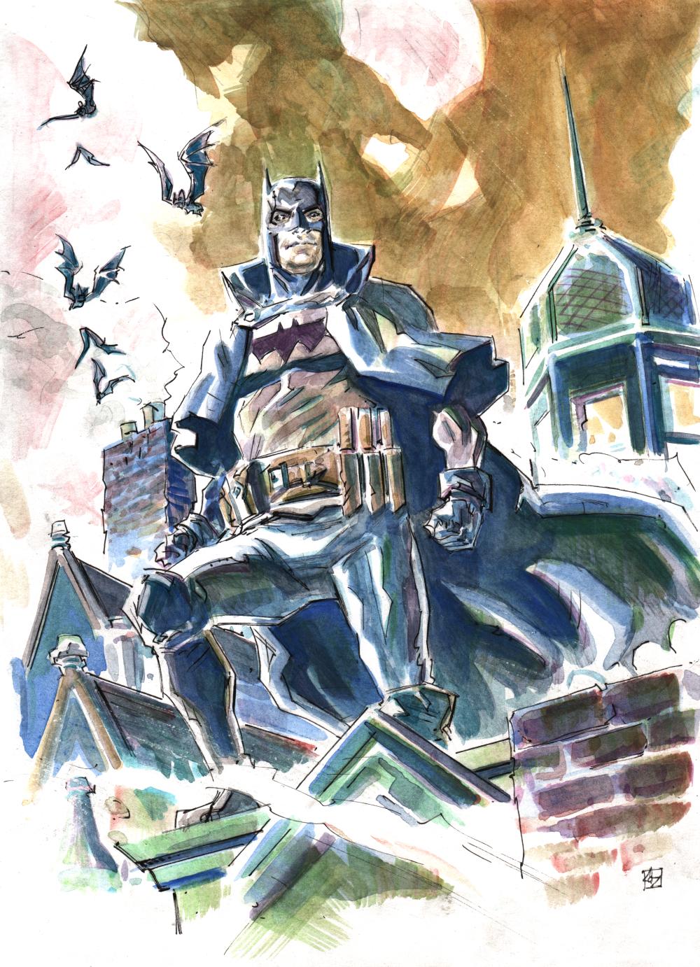 Gotham By Gaslight watercolor