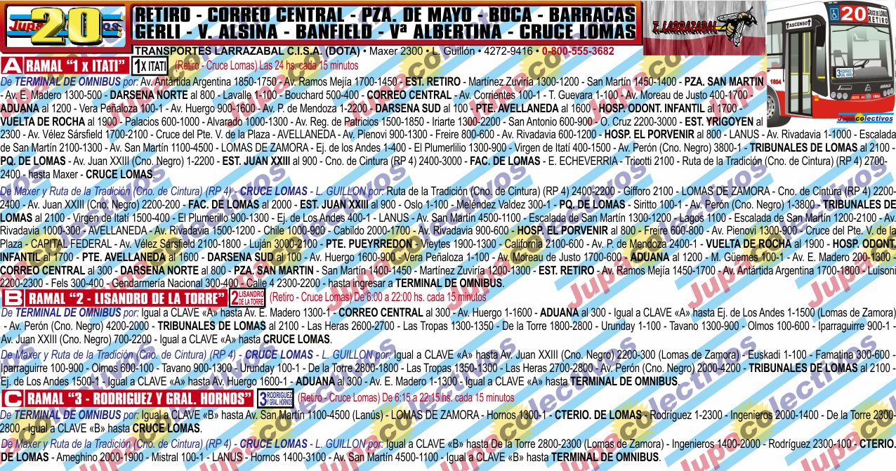 Colectivos Argentinos: RECORRIDO DE LA LINEA 20 (Gran Buenos Aires)