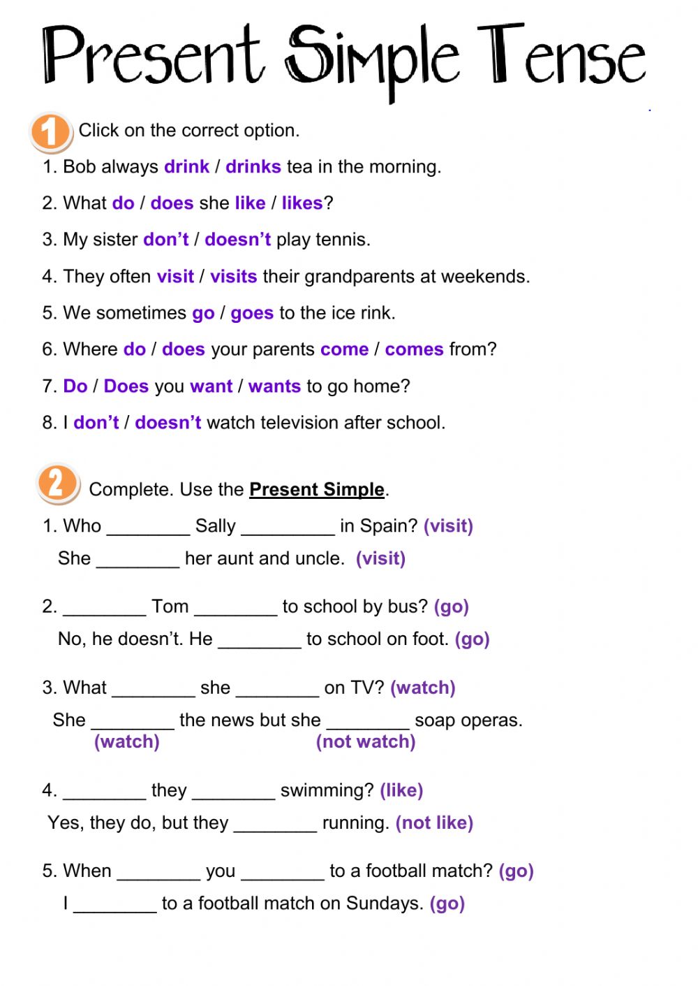 English Classes: Ejercicios Present Simple&Continuous