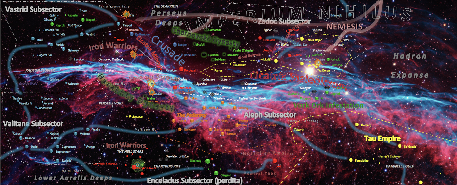 Aleph Sector 40K Campaign: Sector map 3012.017M42